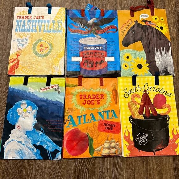 Bags | Trader Joes Bags Of 6 Nashville Tn Washington Dc Maryland Atlanta Ncsc Nwt | Poshmark